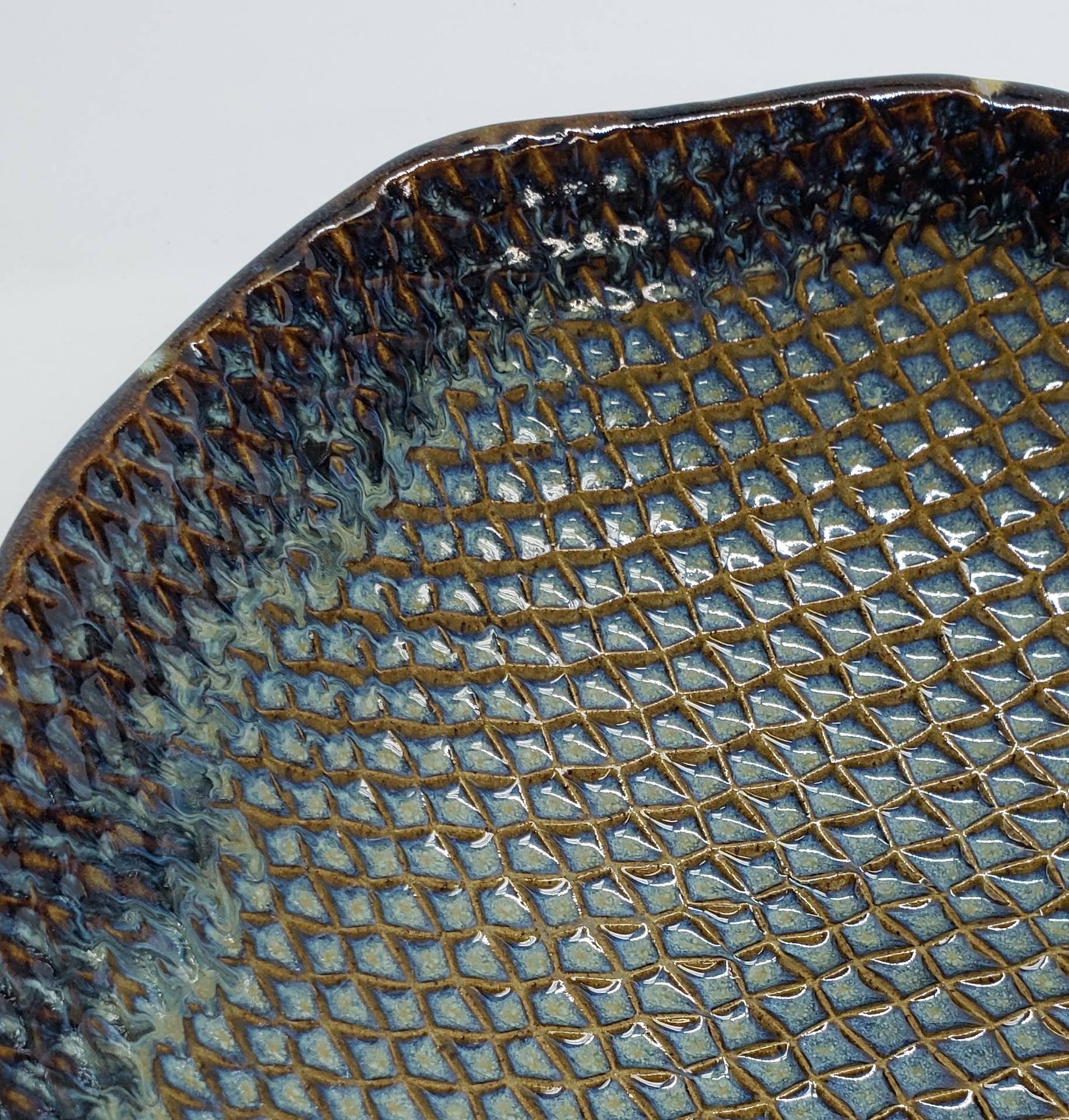 Oblong Textured Decorative Pottery Bowl - Unique Clay Bowl - Oval ...