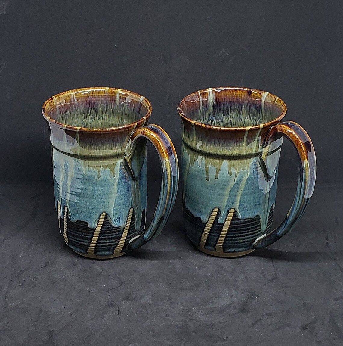 Set of 2 Large Handle Mugs Pottery Mug Large Earthy Mug | Etsy