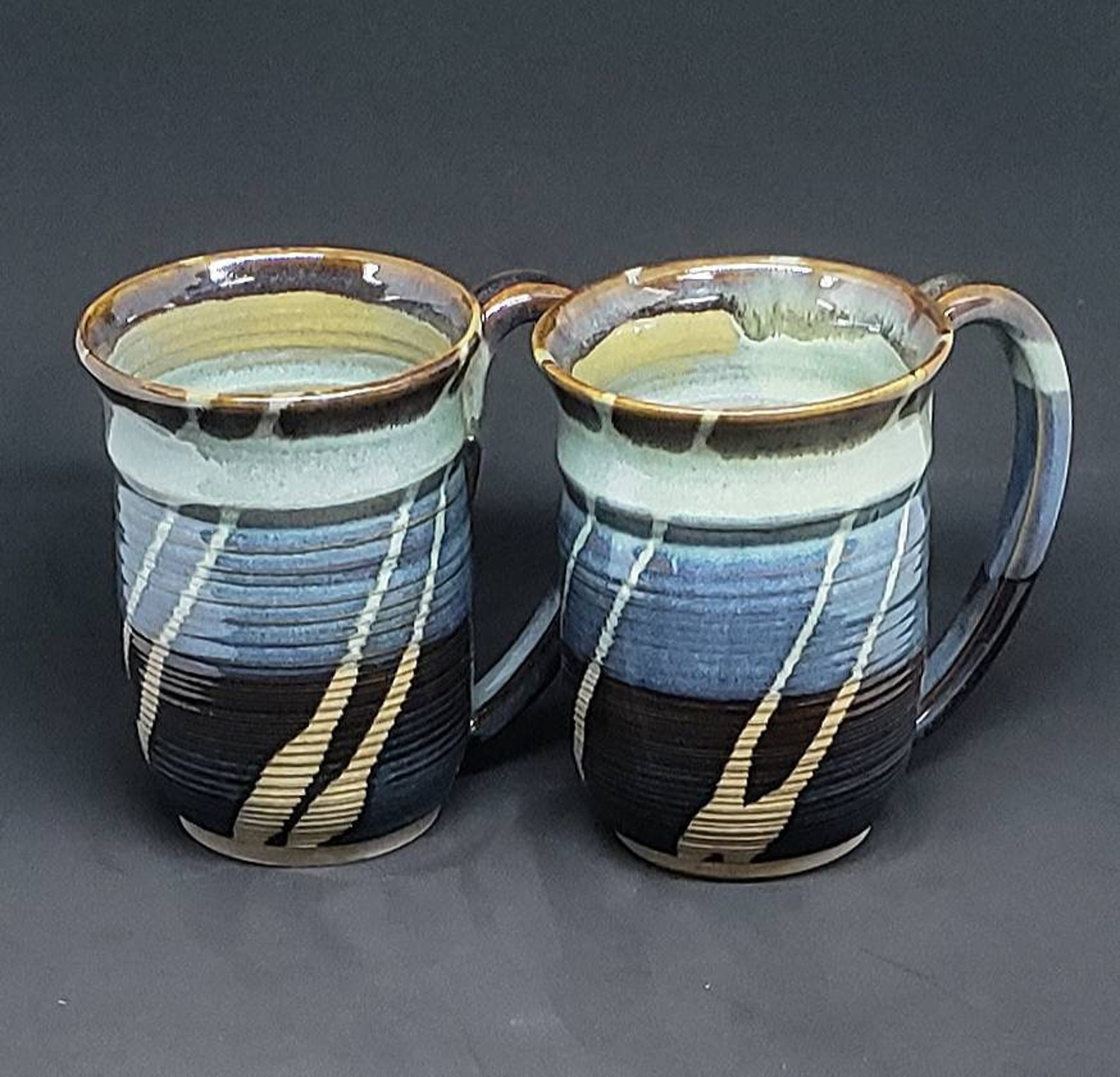 Set of 2 Large Handle Mugs Pottery Mug Large Earthy Mug - Etsy