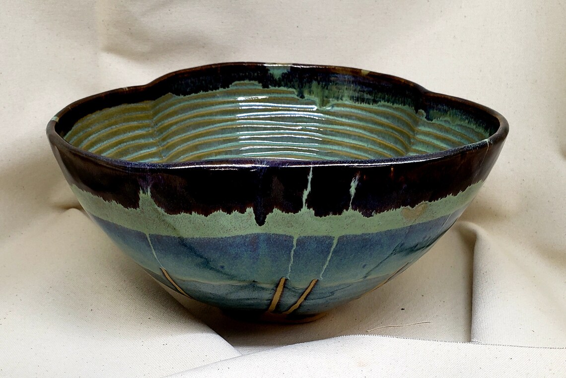 Large Decorative Pottery Bowl Textured Unique Natural - Etsy