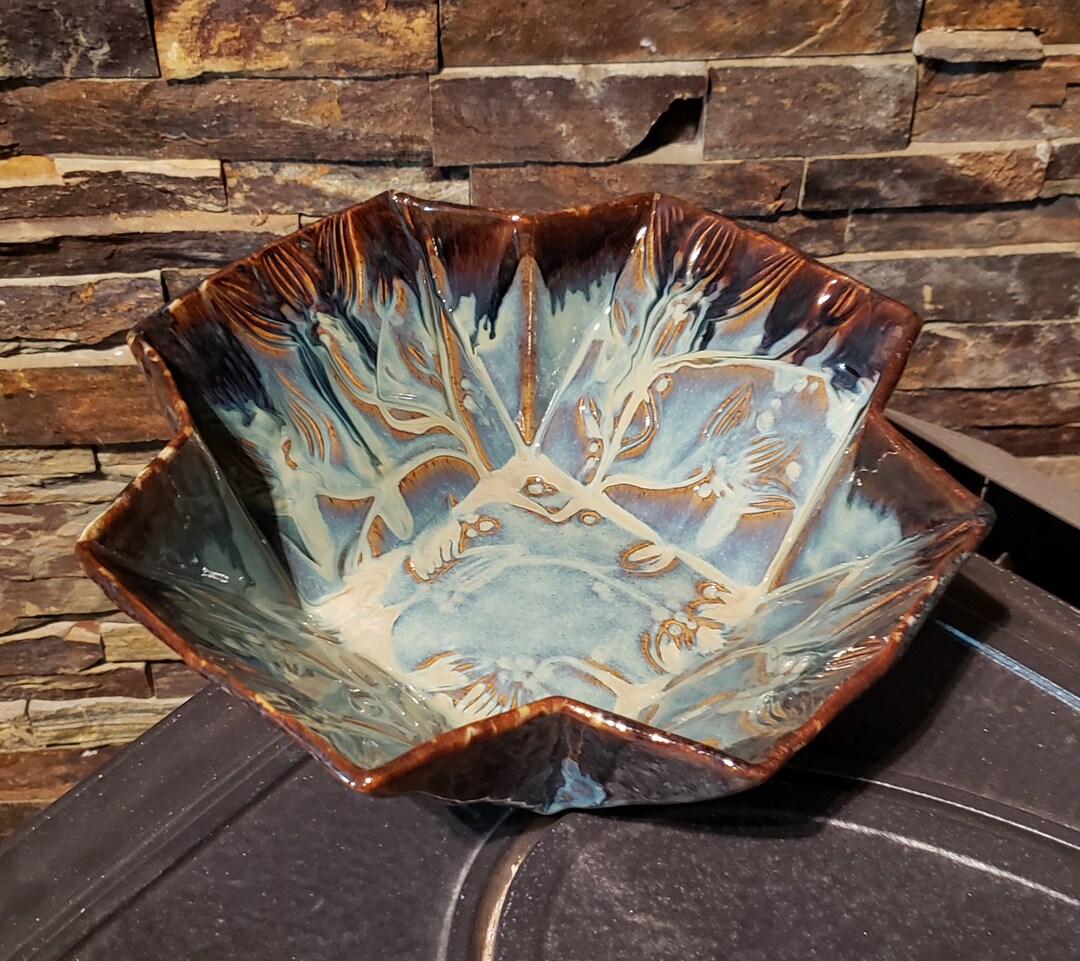 Geometric Clay Bowl - Angular - Textured Pattern - Unique Pottery ...