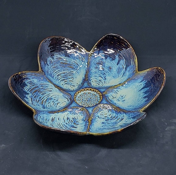 Textured Pottery Bowl With Embossed Shell Pattern Unique - Etsy