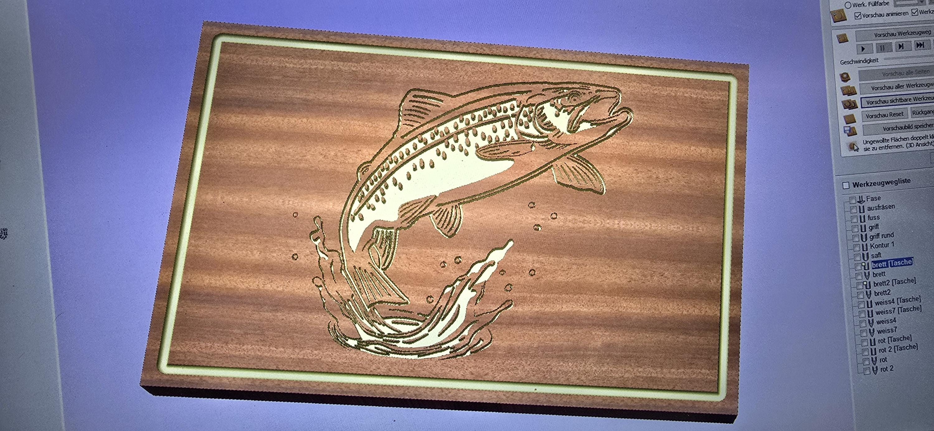 Cnc Vector File Prepared for Perfect Trout Inlay Cutting Board (SVG DXF ...