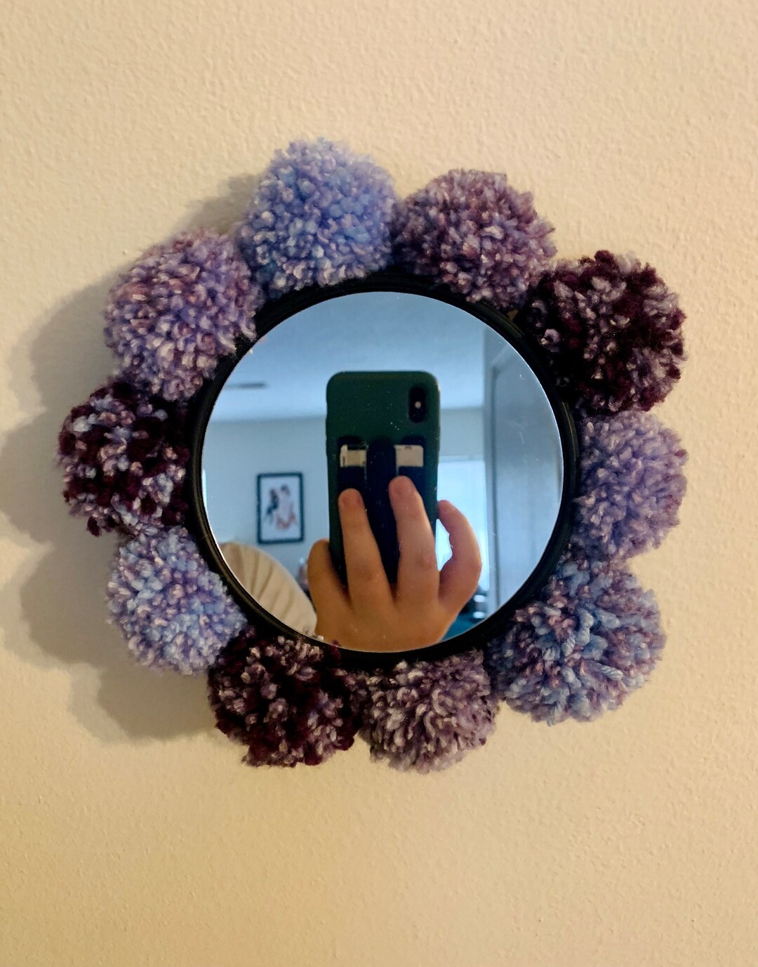 Purple Pom Pom Mirror - Etsy