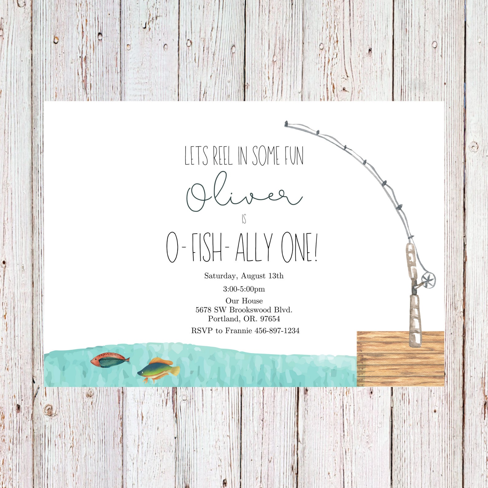 Customizable fish birthday invitation fishing invitation | Etsy