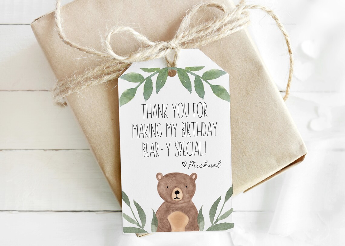Customizable Bear Party Favor Tags Beary First Birthday Favor | Etsy