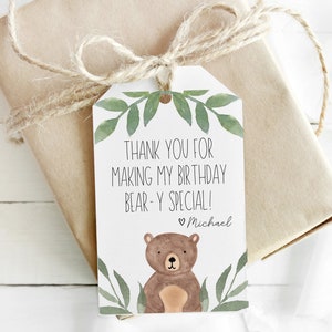 Customizable Bear Party Favor Tags Beary First Birthday Favor - Etsy