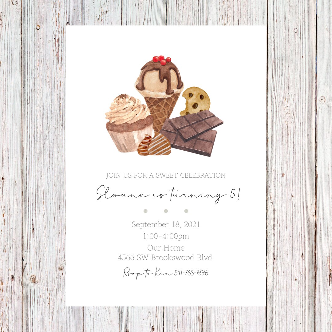 Customizable Sweet Birthday Invitation, Cookie Invitation, Candy ...