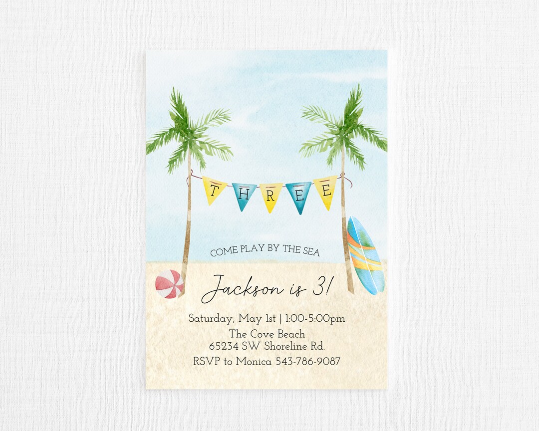 Customizable Tropical Invitation, Ocean Invitation, Beach Party, Beach ...