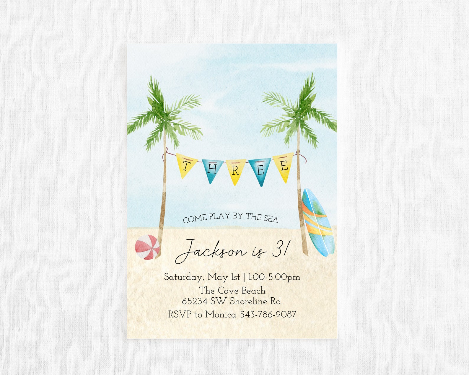 Customizable Tropical Invitation, Ocean Invitation, Beach Party, Beach ...