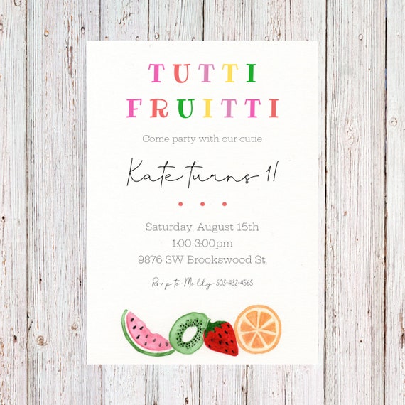Customizable Fruit Birthday Invitation Digital Copy | Etsy