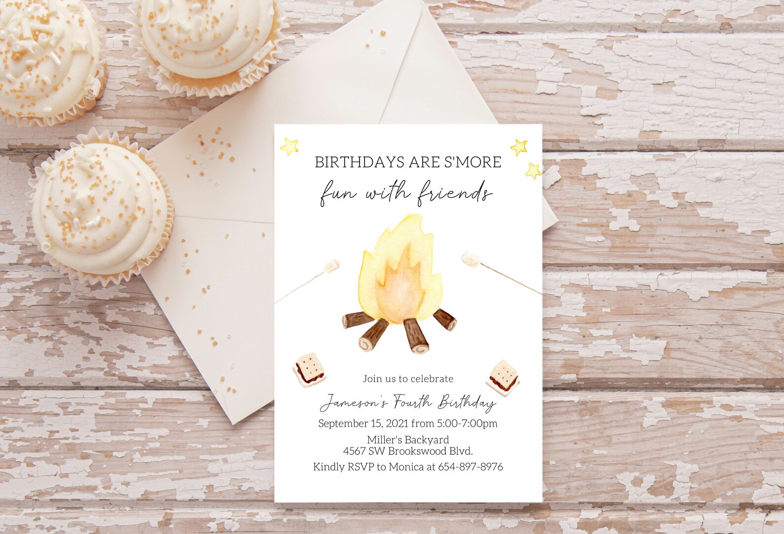 Customizable S'more Birthday Invitation, Backyard Birthday, Under the ...