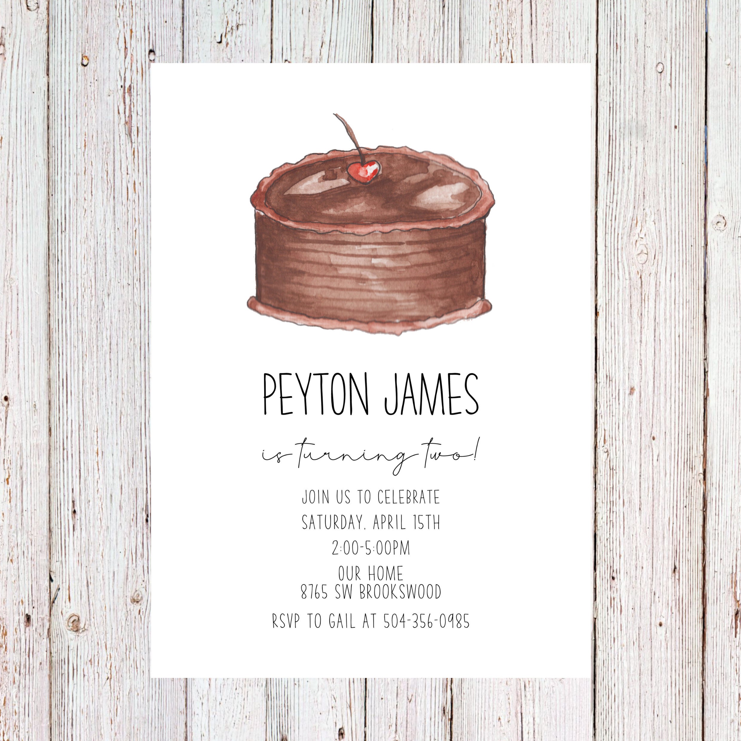 Customizable cake birthday invitation simple birthday | Etsy