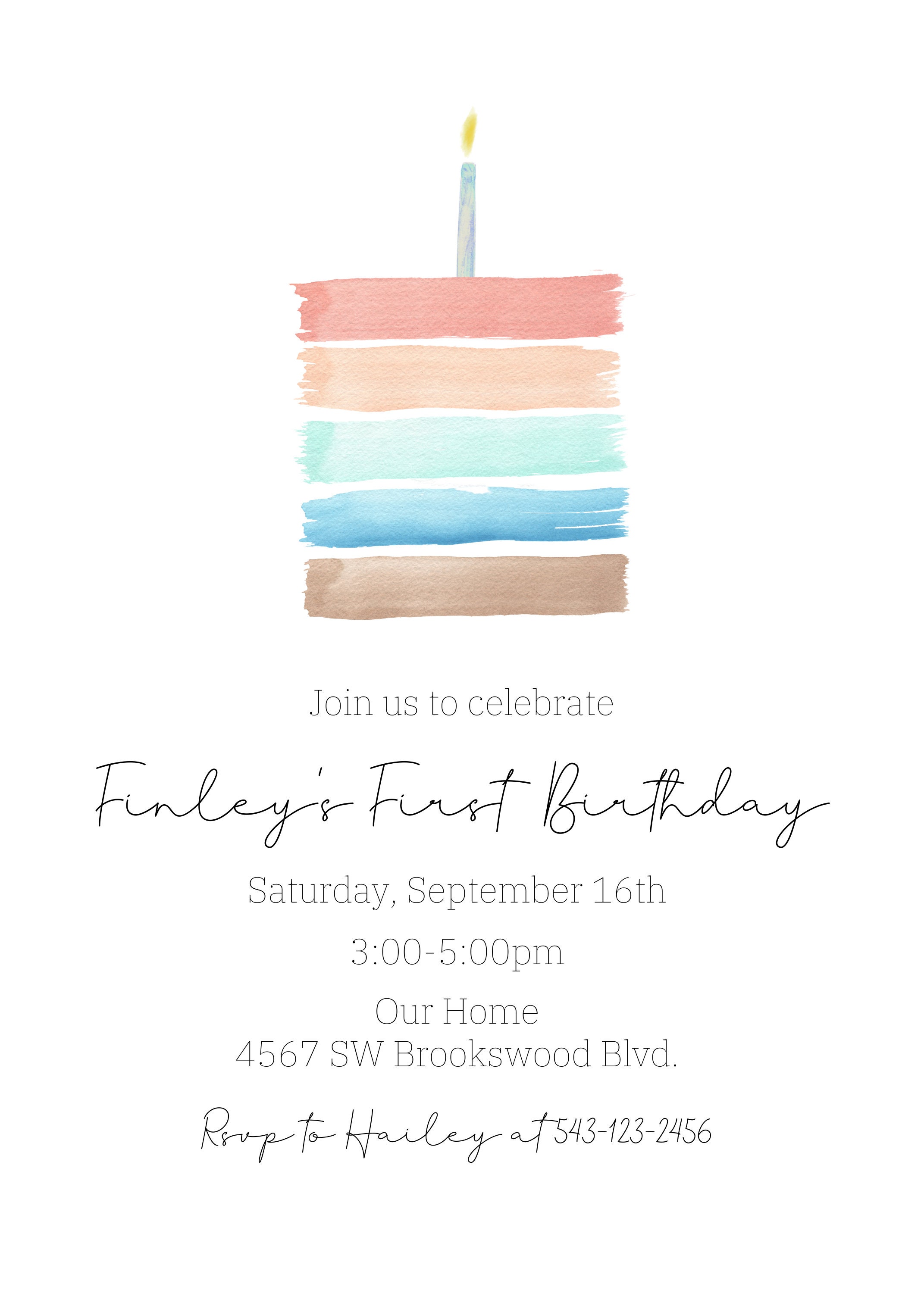 Invitación de cumpleaños de pastel personalizable invitación | Etsy