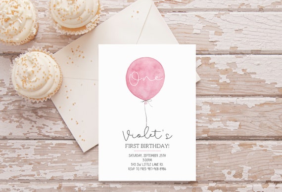 Customizable Balloon Birthday Invitation Simple Birthday | Etsy