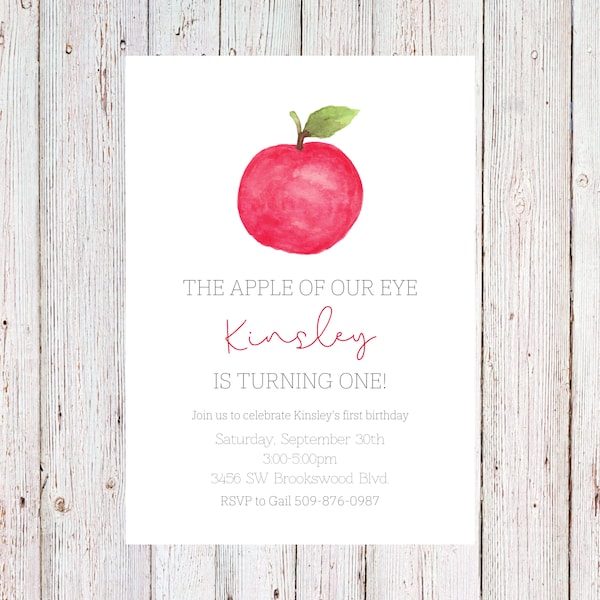 Apple Birthday Invitations - Etsy