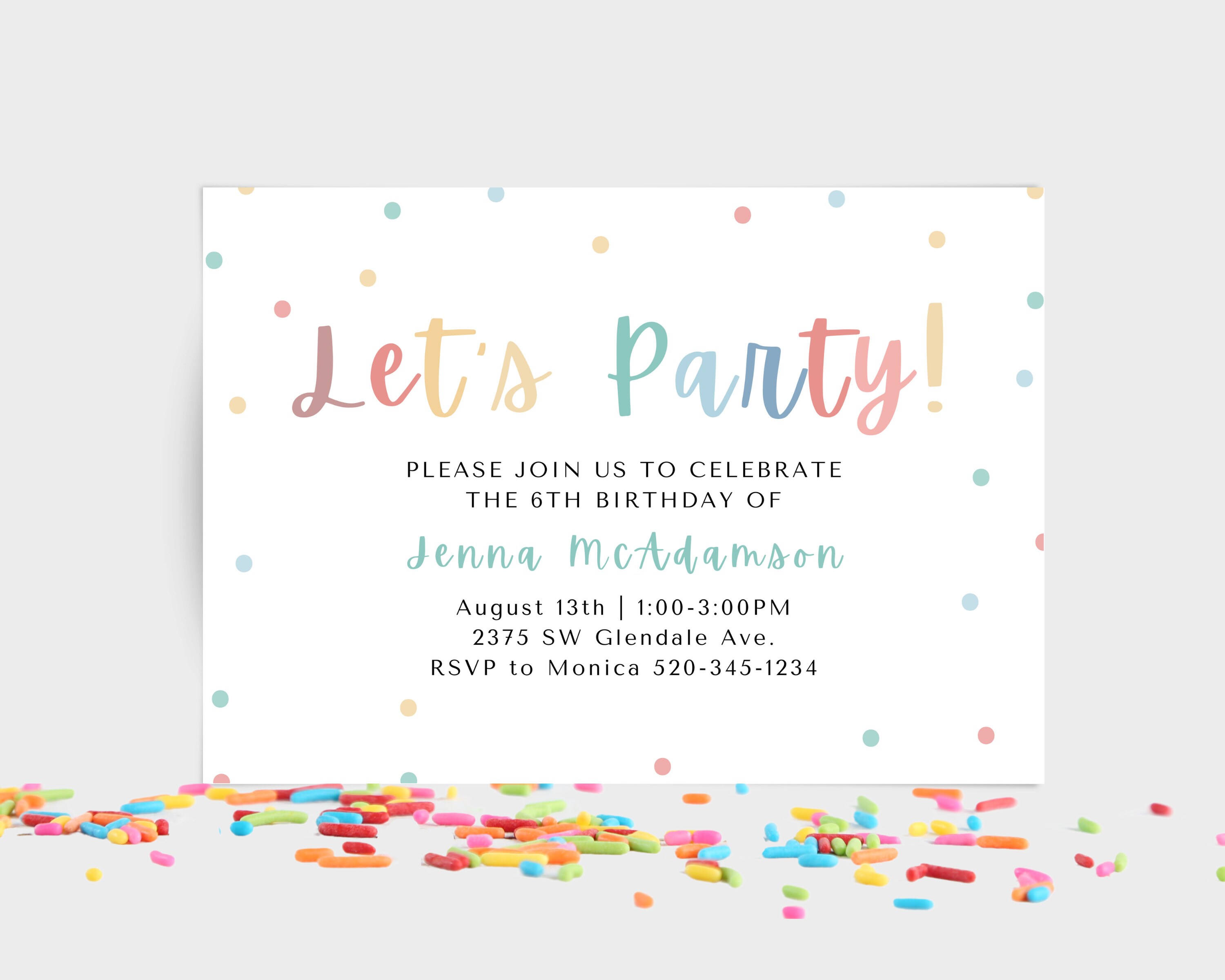 Customizable Birthday Invitation, Simple Birthday Invitation, Let's ...
