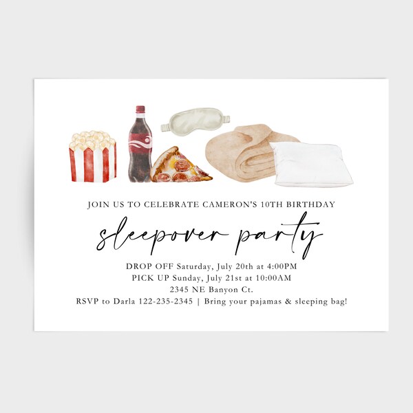 Overnight Party Invitations - Etsy