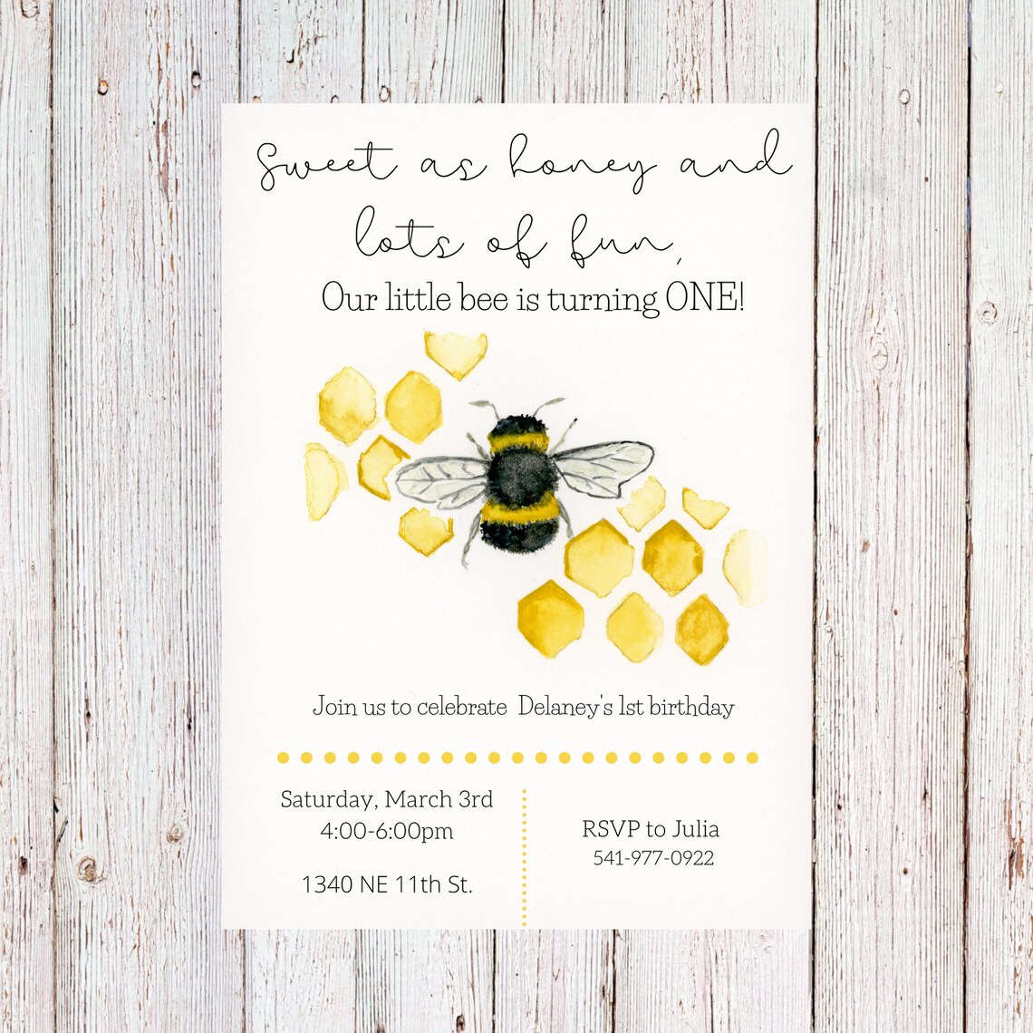 Customizable Bee Invitation Digital Copy - Etsy