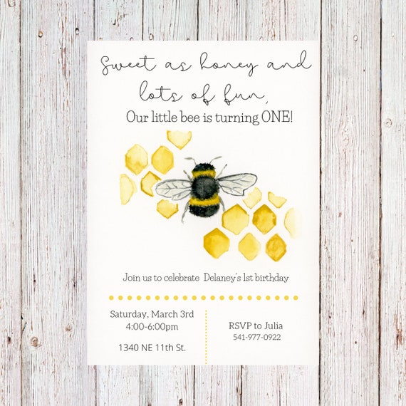 Customizable Bee Invitation Digital Copy - Etsy