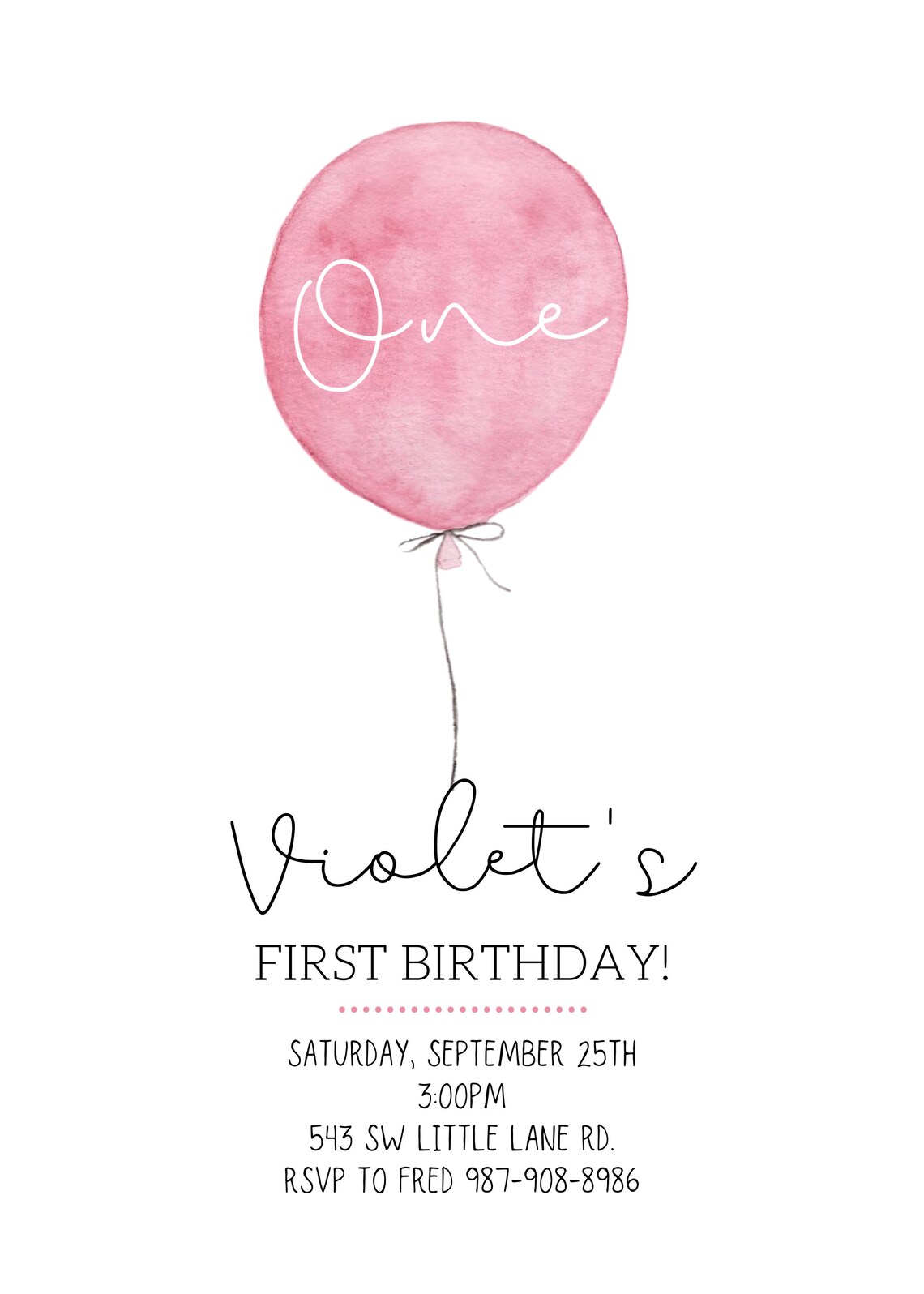 Customizable Balloon Birthday Invitation Simple Birthday | Etsy