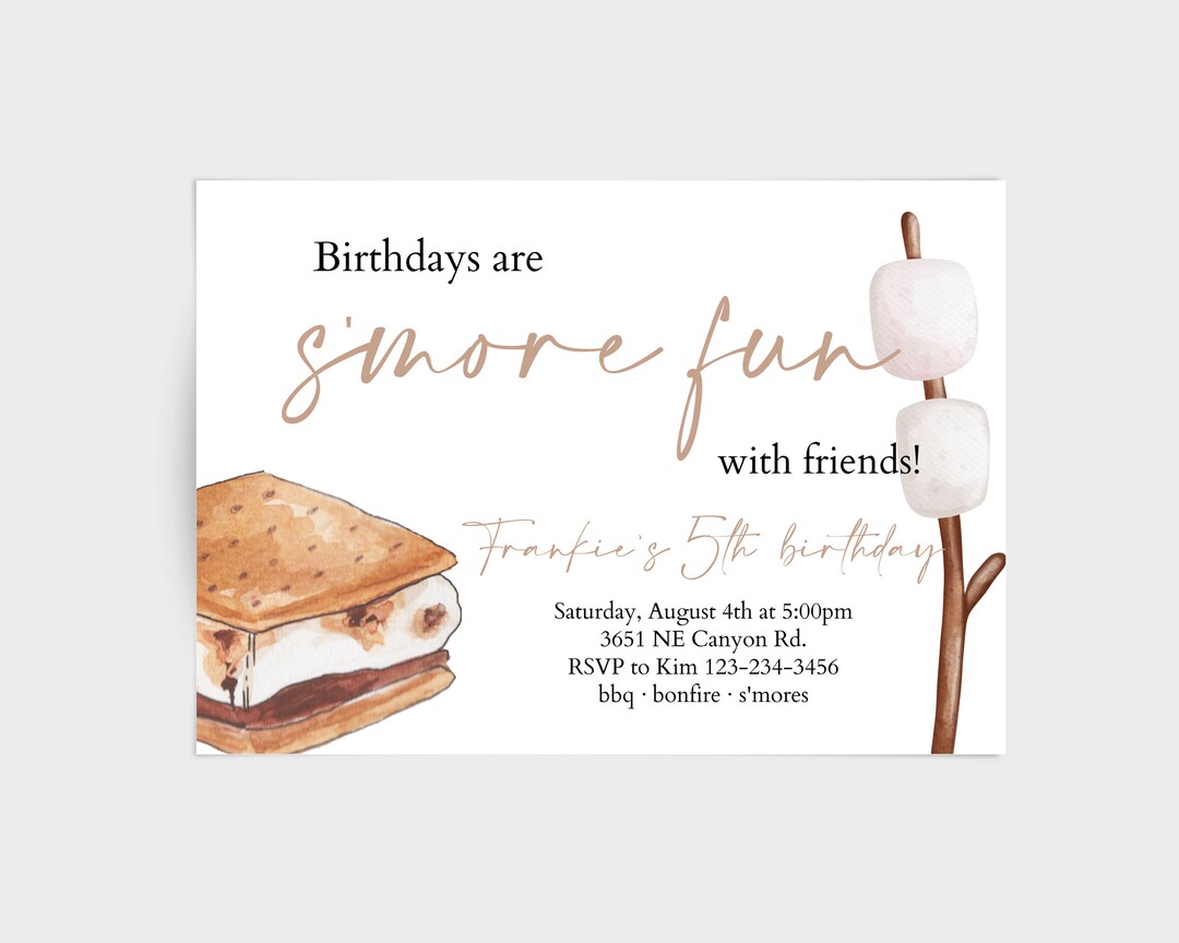 Customizable S'more Birthday Invitation, Backyard Birthday, Under the ...