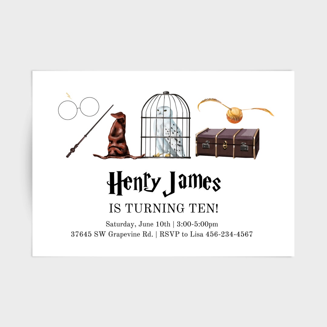 Wizard Birthday Invitation, Wand Invitation, Owl Invitation, Wizard ...