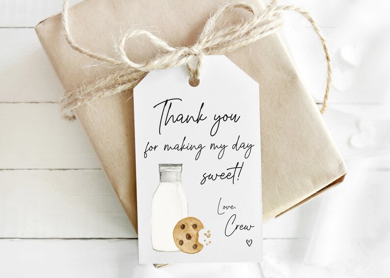 Milk and Cookies Party Favor Tag, Cookie Favor Tag, Cookies Party Favor ...
