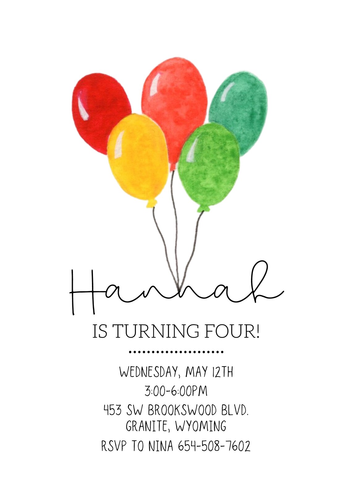 Customizable Balloon Birthday Invitation Balloons Simple - Etsy
