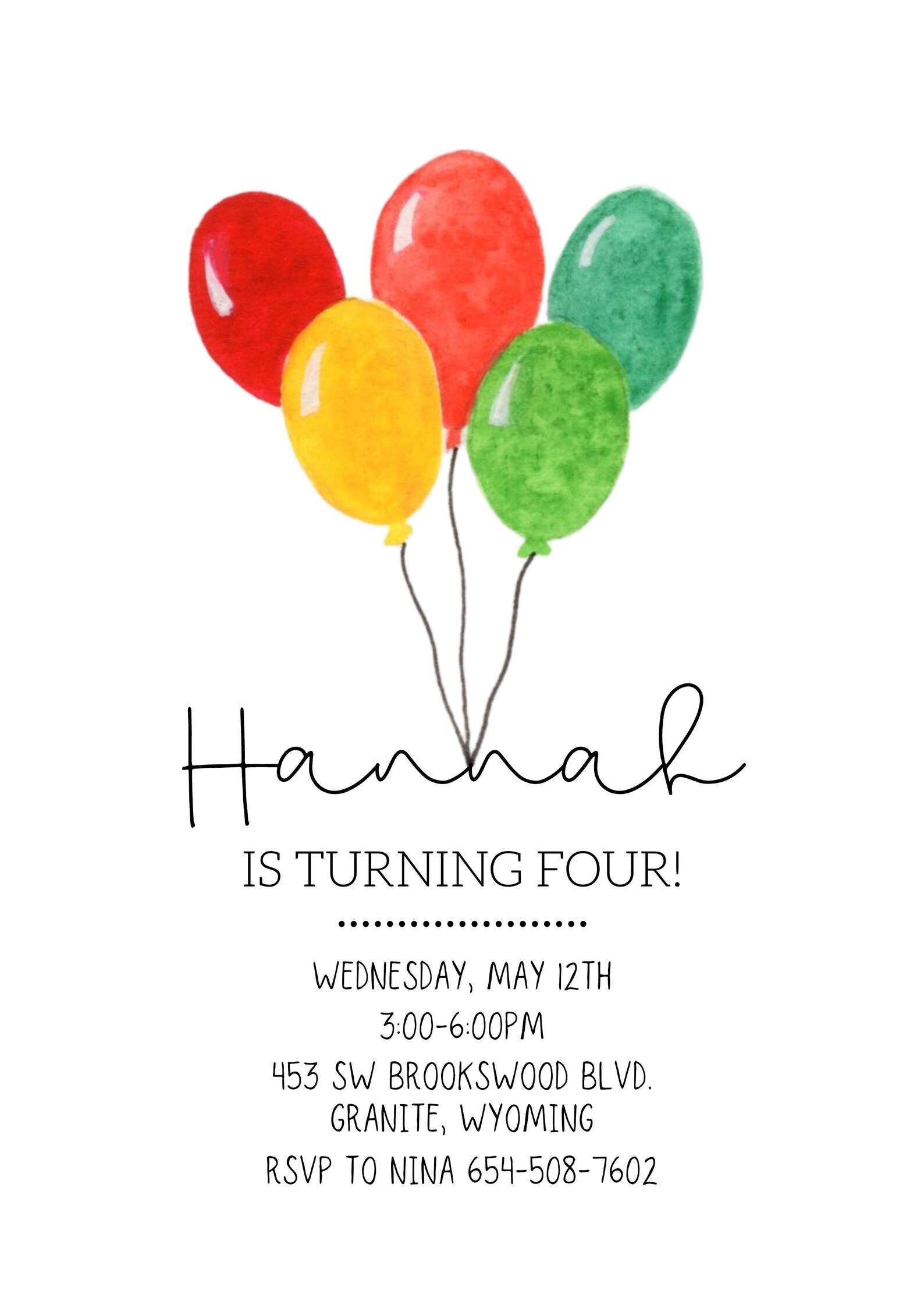 Customizable Balloon Birthday Invitation Balloons Simple - Etsy