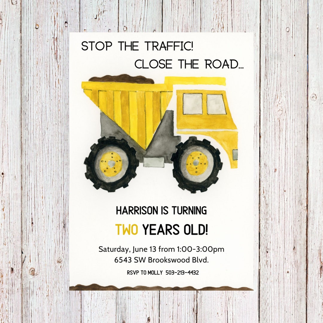 Customizable Construction Birthday Invitation - Digital Copy - Etsy