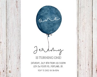 Customizable Balloon Birthday Invitation - Digital Copy - Etsy