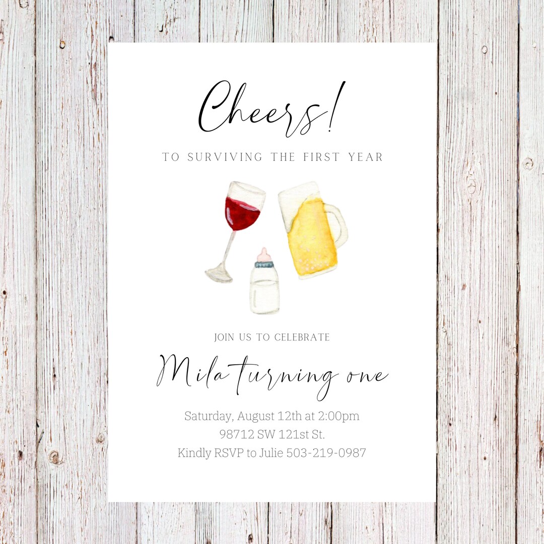 Customizable Cheers Invitation, Popping Bottles Invitation, Surviving ...