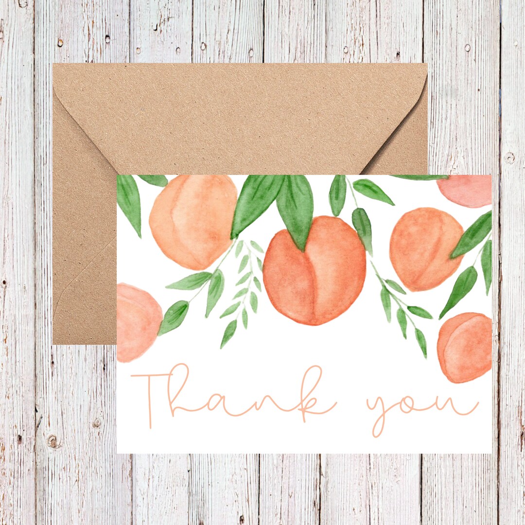 Customizable Peach Thank You Card, Peach Matching Thank You Card and ...