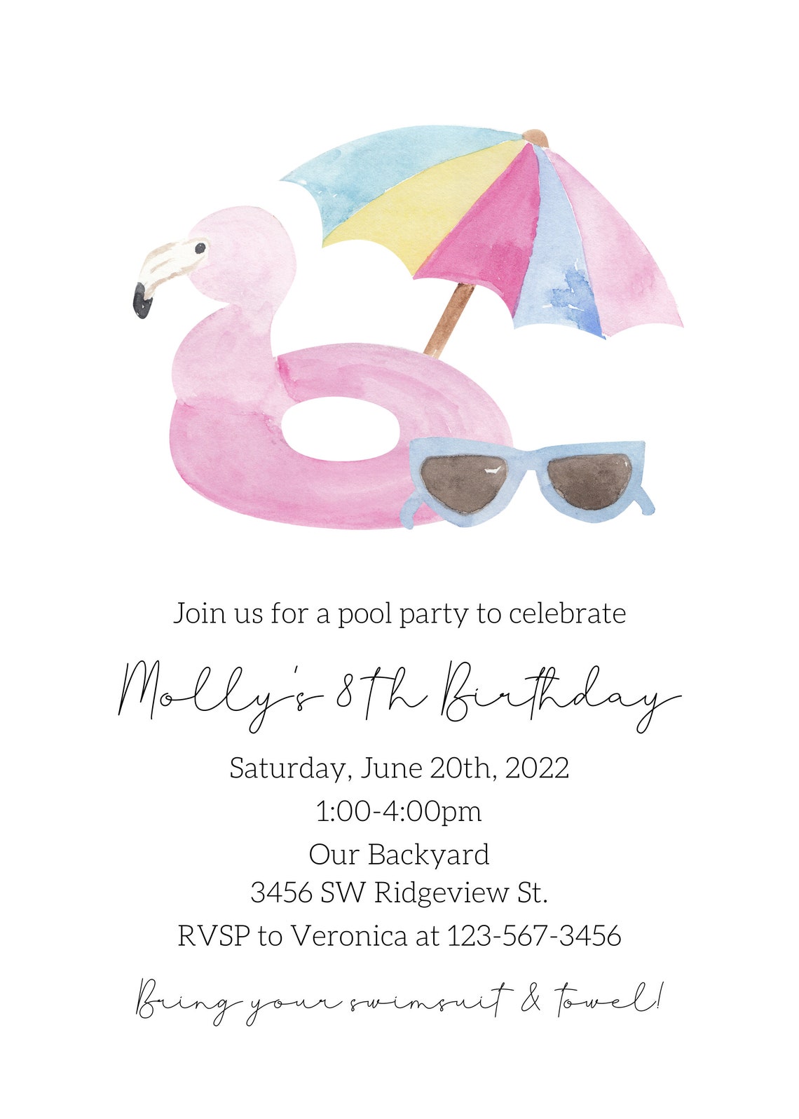 Customizable Pool Party Invitation Summer Birthday - Etsy