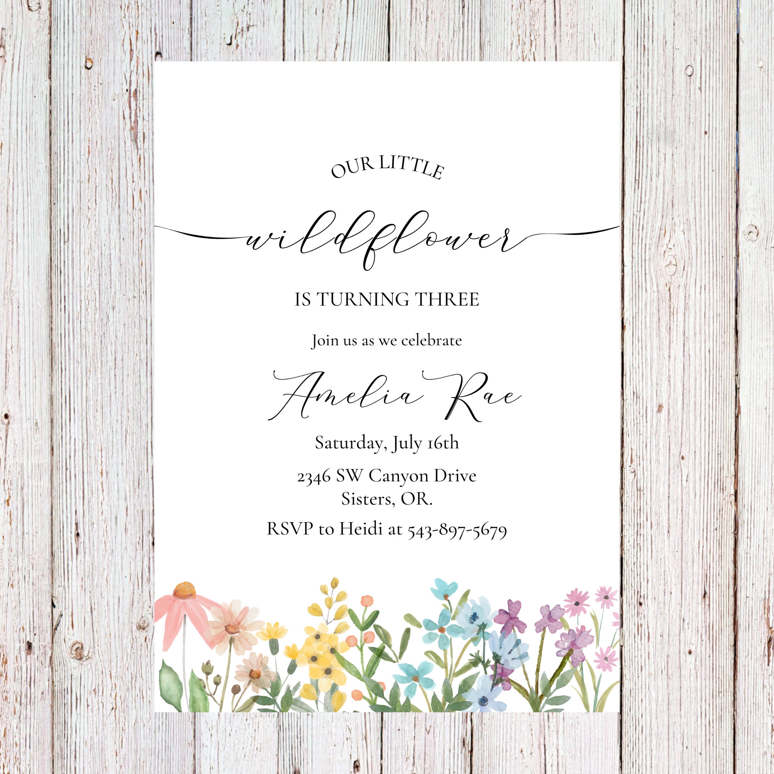 Customizable wildflower birthday invitation floral birthday | Etsy