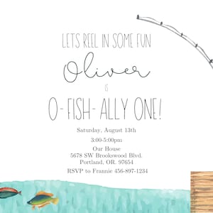Customizable Fish Birthday Invitation, Fishing Invitation, O-fish-ally ...