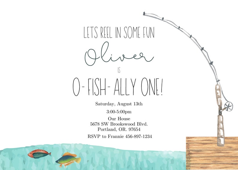 Customizable fish birthday invitation fishing invitation | Etsy