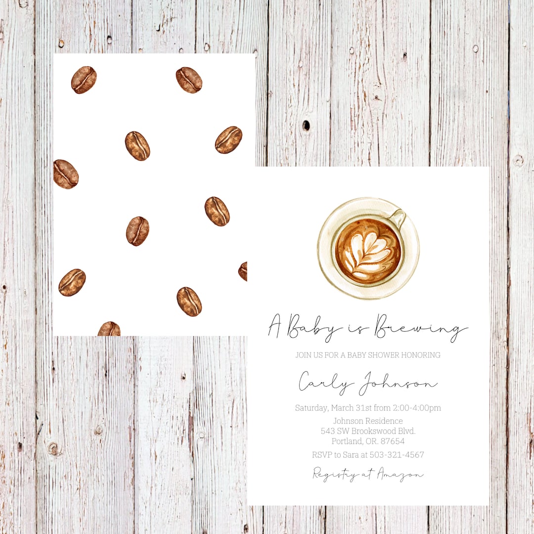 Customizable Coffee Baby Shower Invitation, Baby Brewing Invitation ...