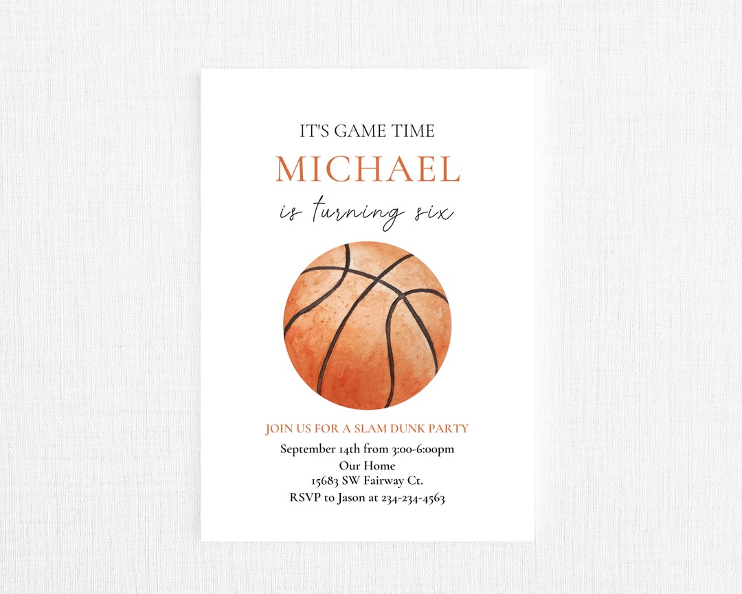 Customizable Basketball Invitation, Sports Invitation, Slam Dunk ...