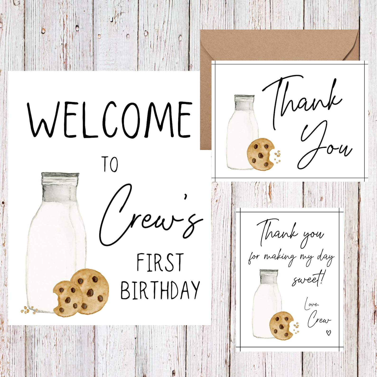 Customizable Milk and Cookies Welcome Sign Thank You Card - Etsy