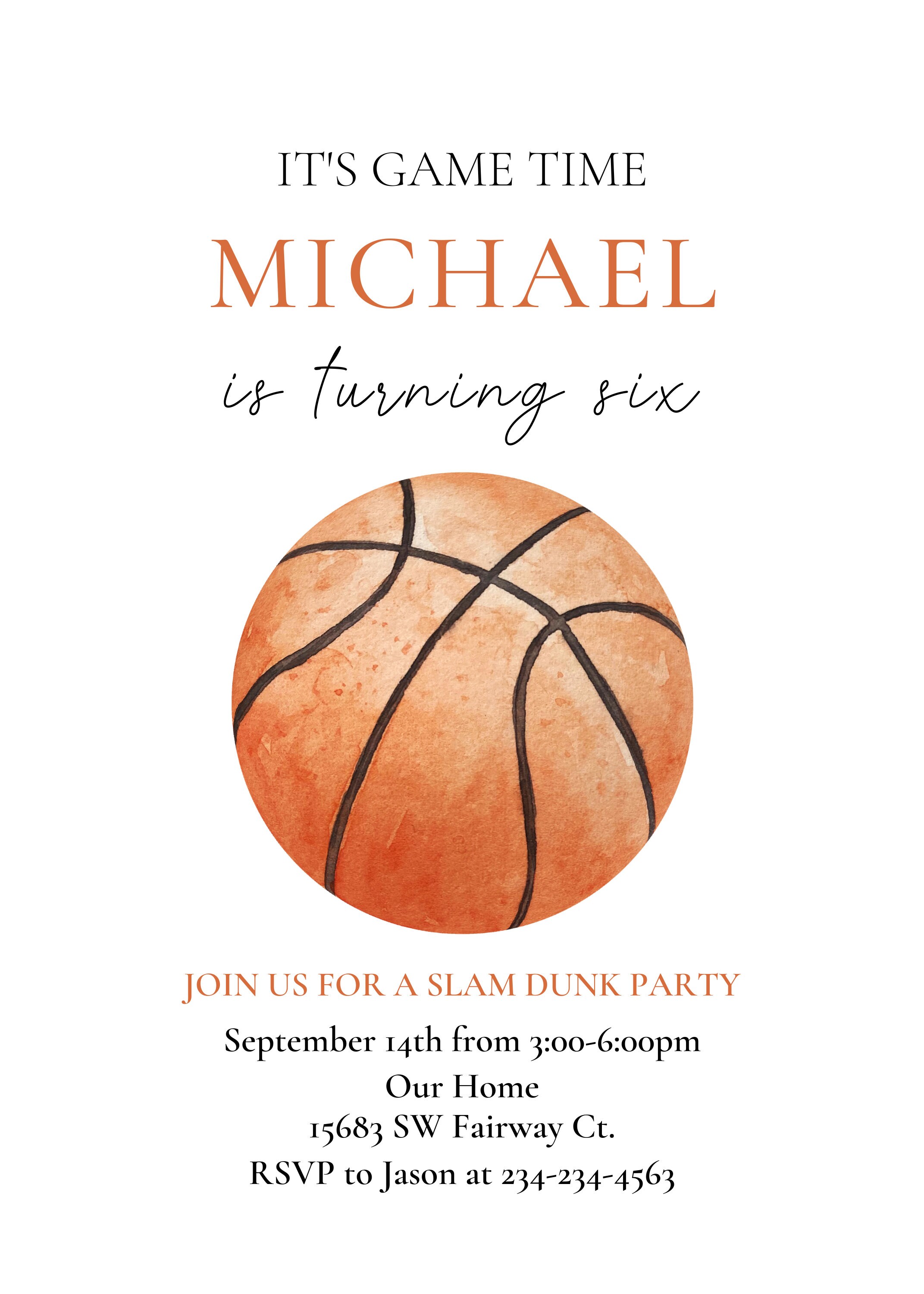 Customizable Basketball Invitation, Sports Invitation, Slam Dunk ...