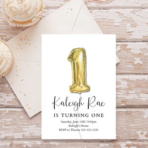Customizable Balloon Birthday Invitation, Simple Birthday Invitation ...