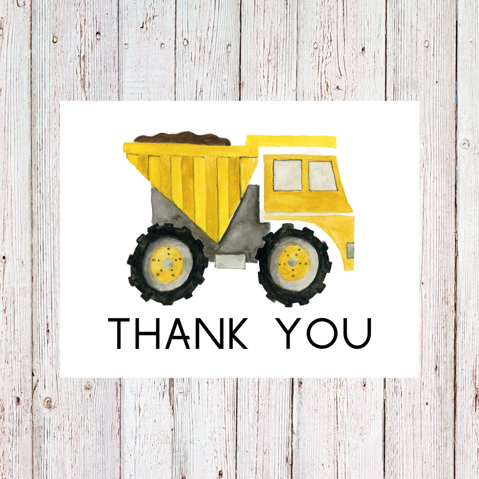 Construction Truck Thank You Card Dump Truck Thank You Card | Etsy