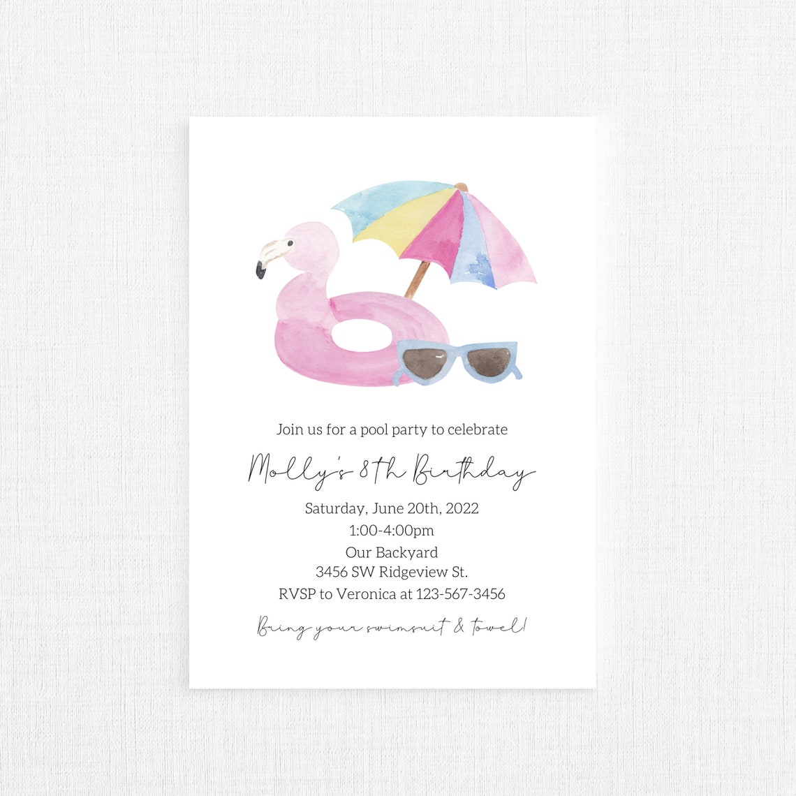Customizable Pool Party Invitation Summer Birthday - Etsy