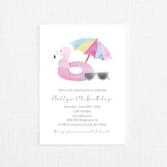 Customizable Pool Party Invitation Summer Birthday | Etsy