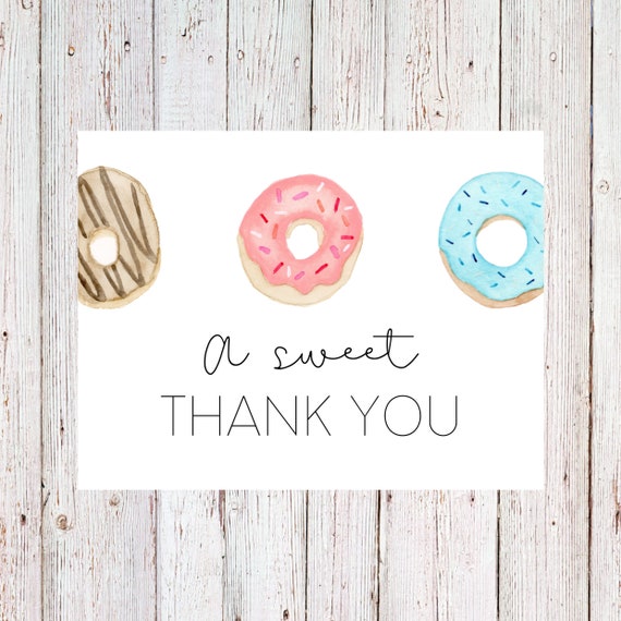Doughnut Thank You Card Digital Download Thank You Card Too | Etsy