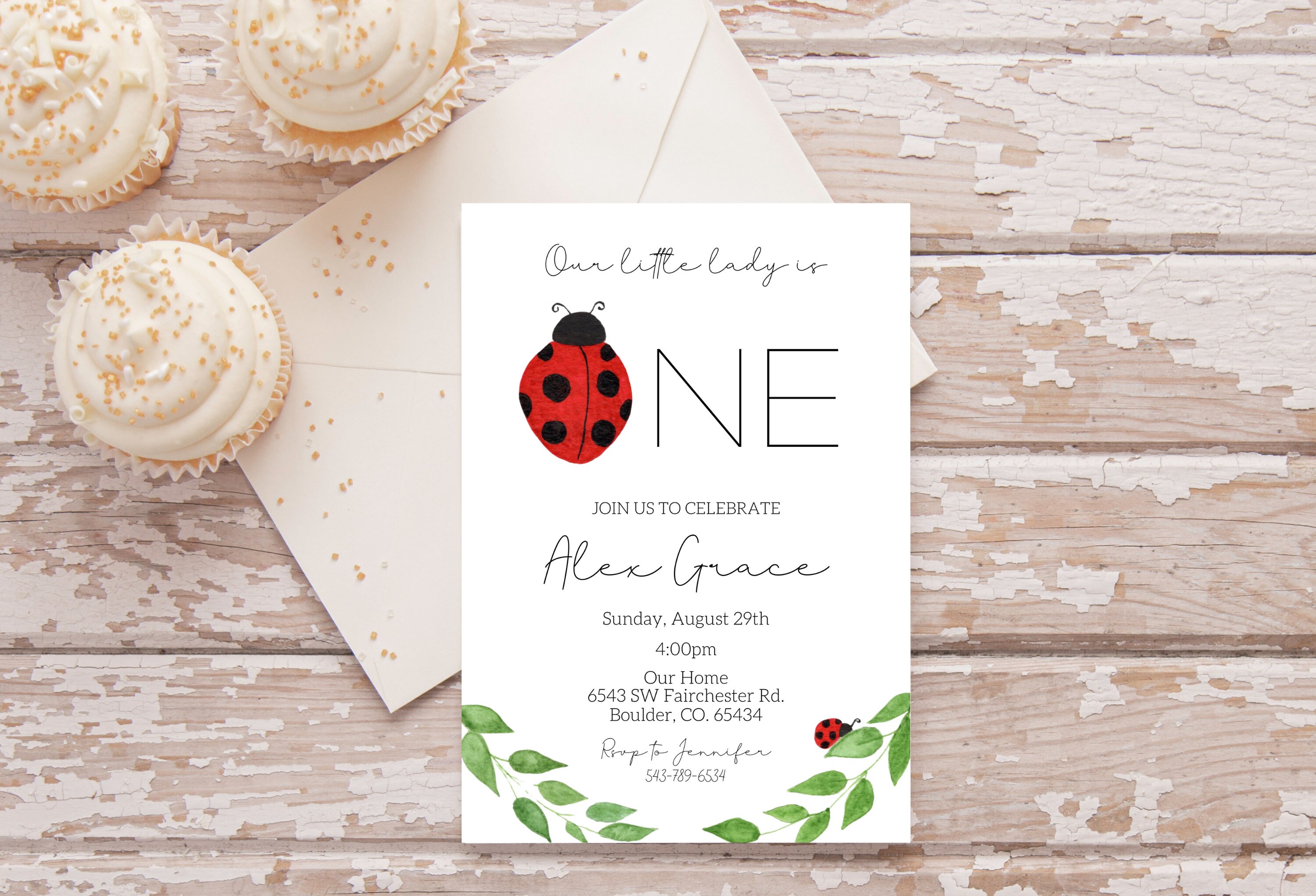 Customizable Ladybug Birthday Invitation, Sweet Bug Invitation, Insect ...