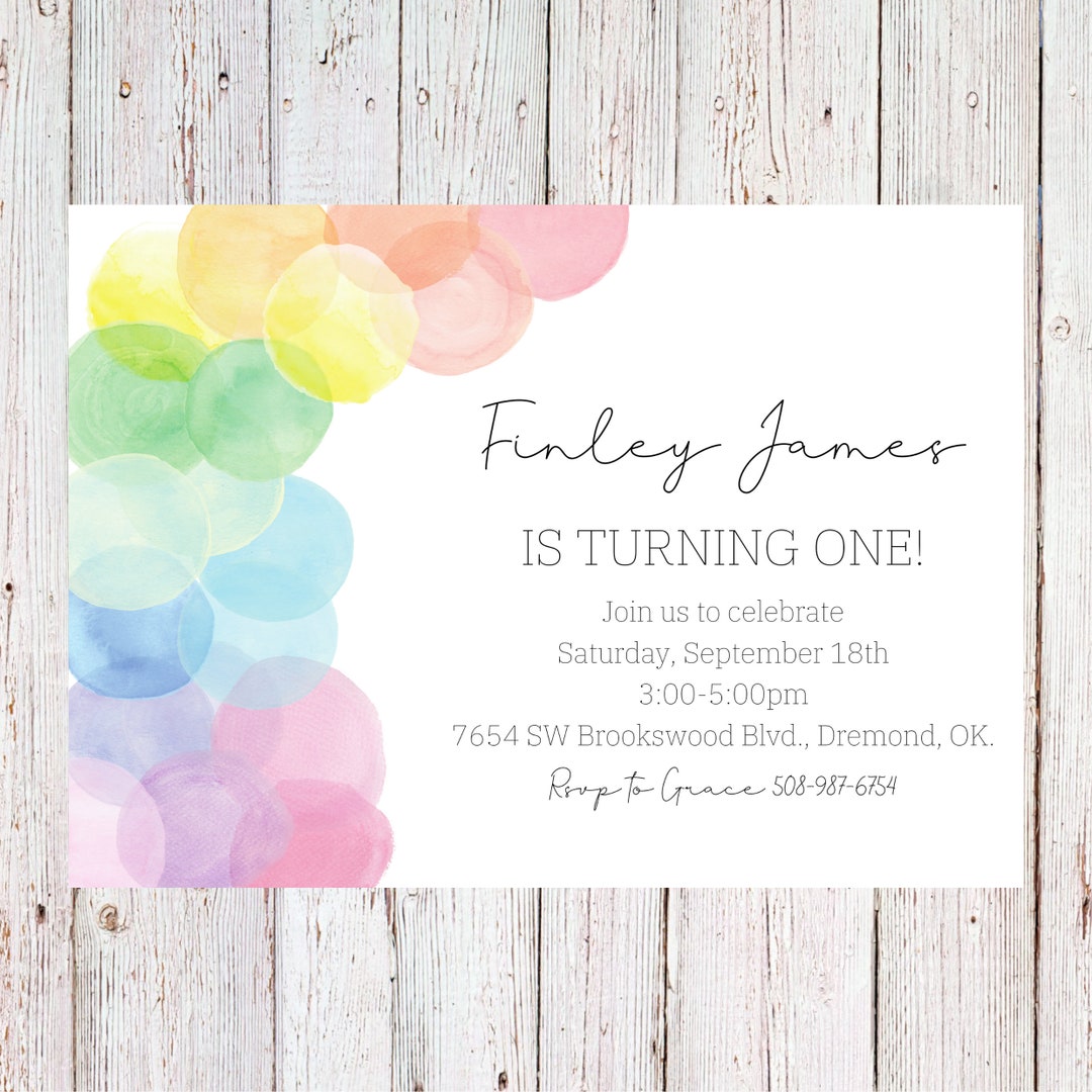 Customizable Balloon Birthday Invitation, First Birthday, Balloon Arch ...