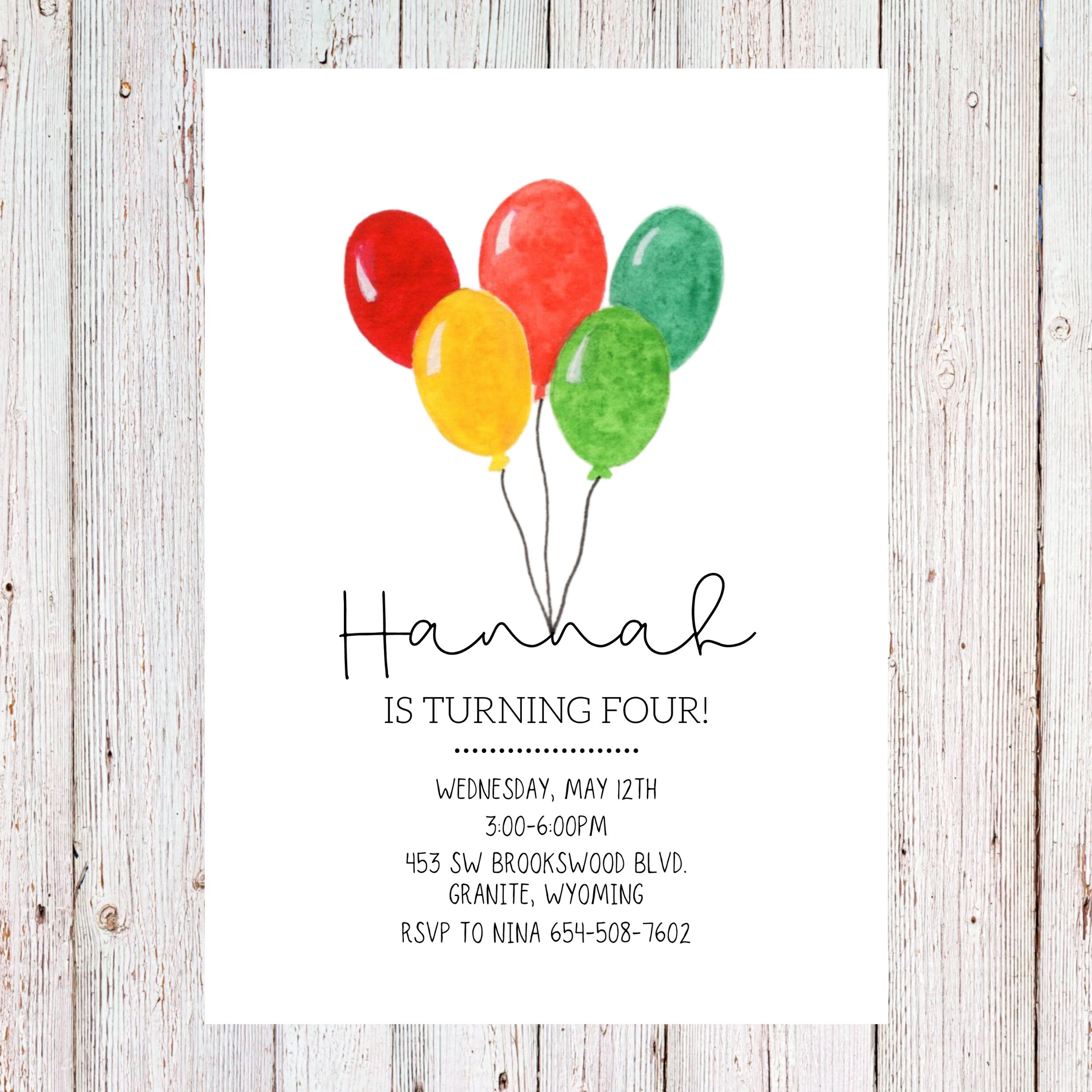 Customizable balloon birthday invitation balloons simple | Etsy